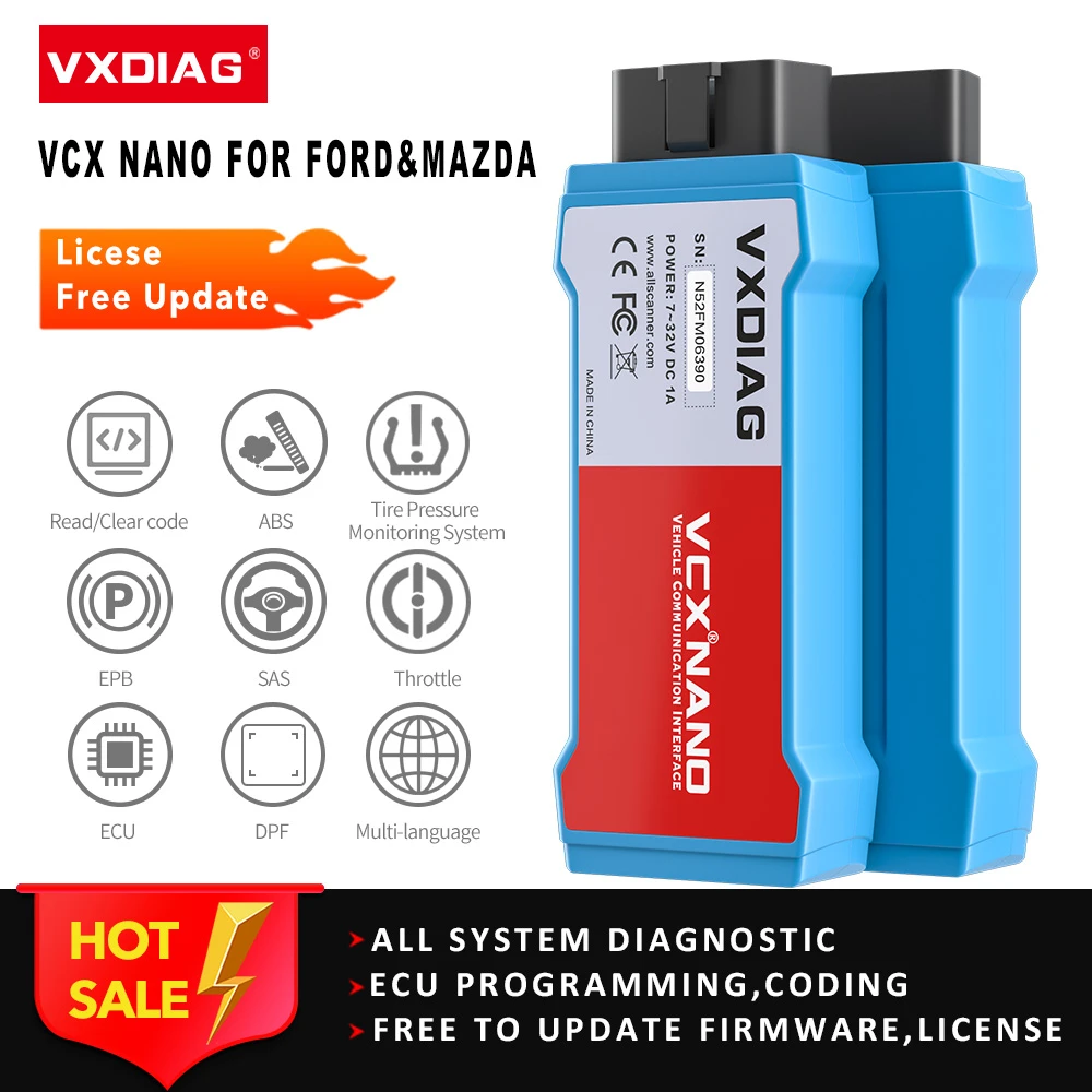 Vxdiag Vcx Nano For Ford Ids Obd2 Car Diagnostic Tool For Mazda ...