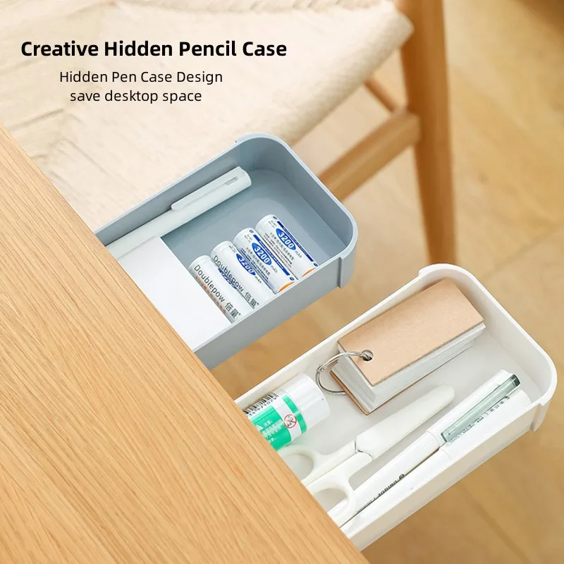Self Adhesive Table Storage Drawer Storage Box Home Office Under Desk ...