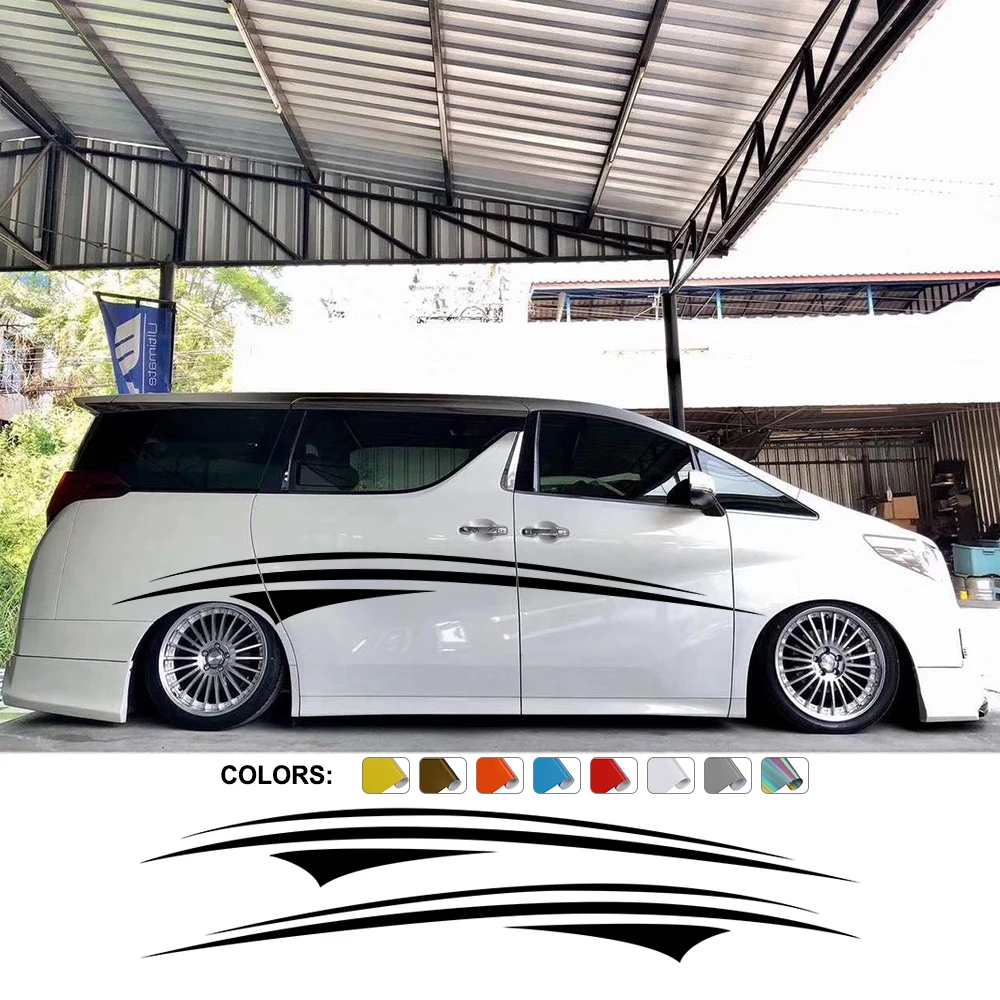 2Pcs Van Door Side Stickers Graphics Stripes Kit Cover Auto Body Decor ...