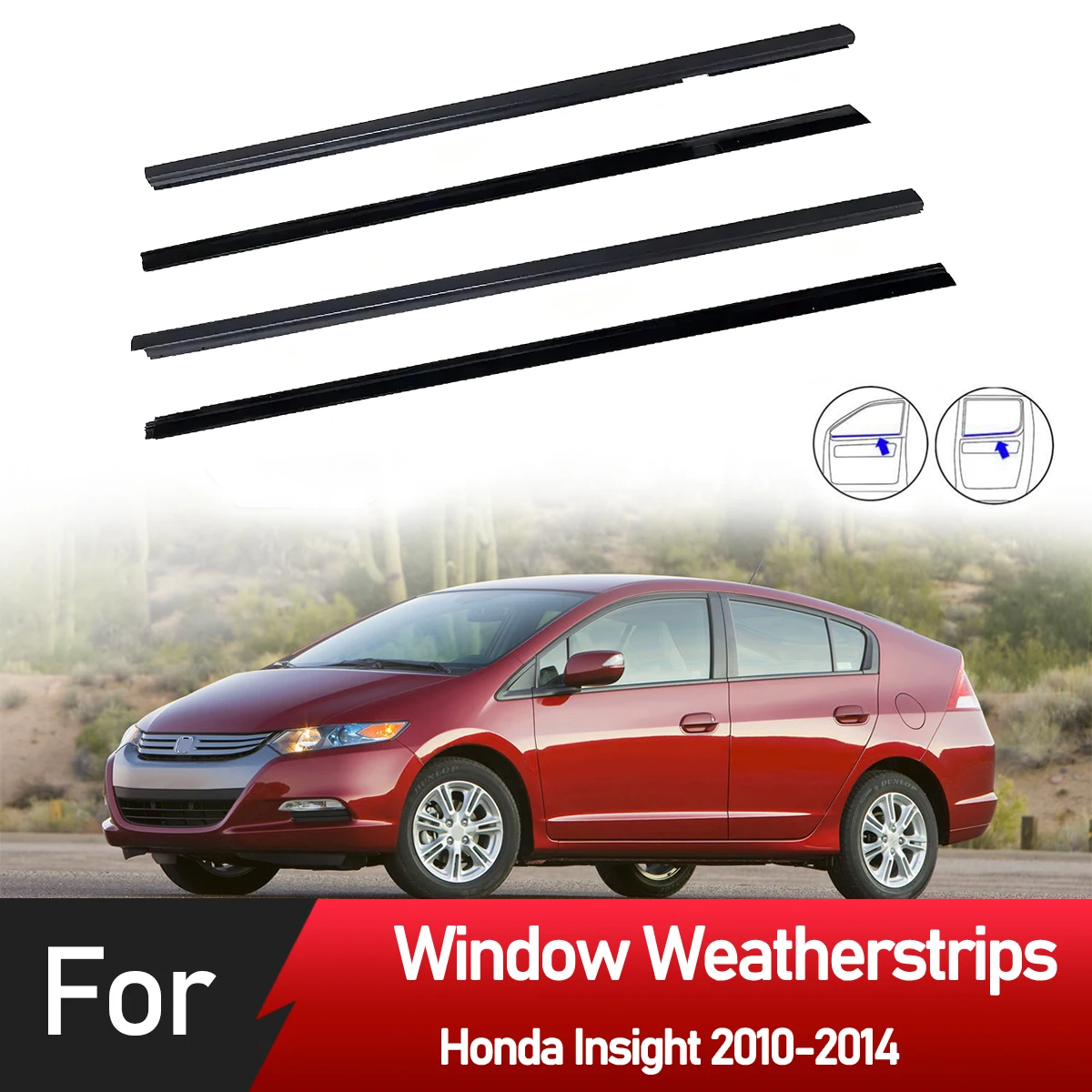 4PCS Outer Windows Rubber Weatherstrip Door Sealing Belt Moulding Trim ...