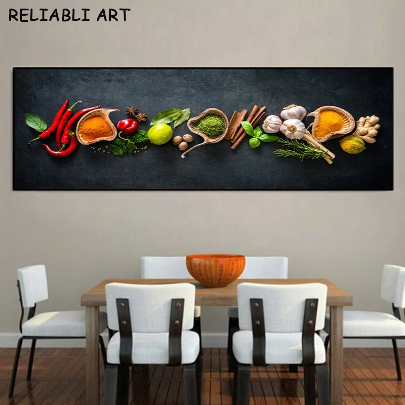 Chili-Spices-Garlic-Seasoning-Food-Canvas-Painting-Wall-Art-Poster-and ...