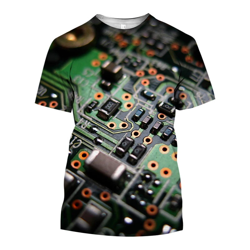 Circuit Board Pattern 3D Printed Summer Men's T shirt Creative Casual ...