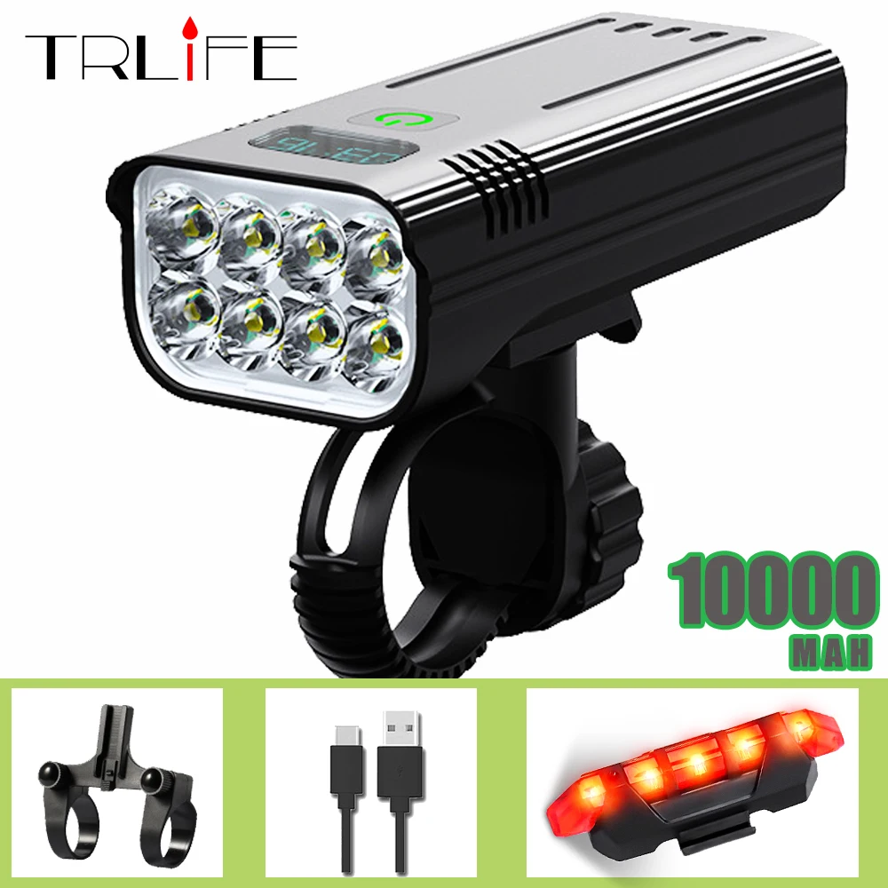 Trlife 10000mah Bicycle Light Usb Chargeable Rainproof Mtb Bike Light ...