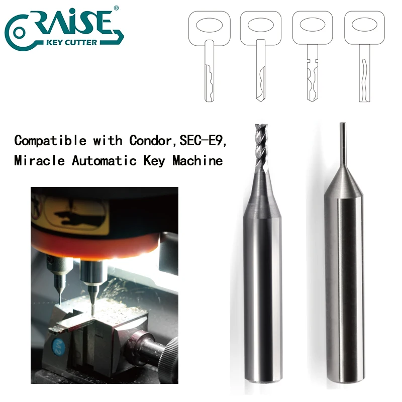 RAISE Car Key Milling Cutter End Mill and Tracer For SEC E9 Miracle ...