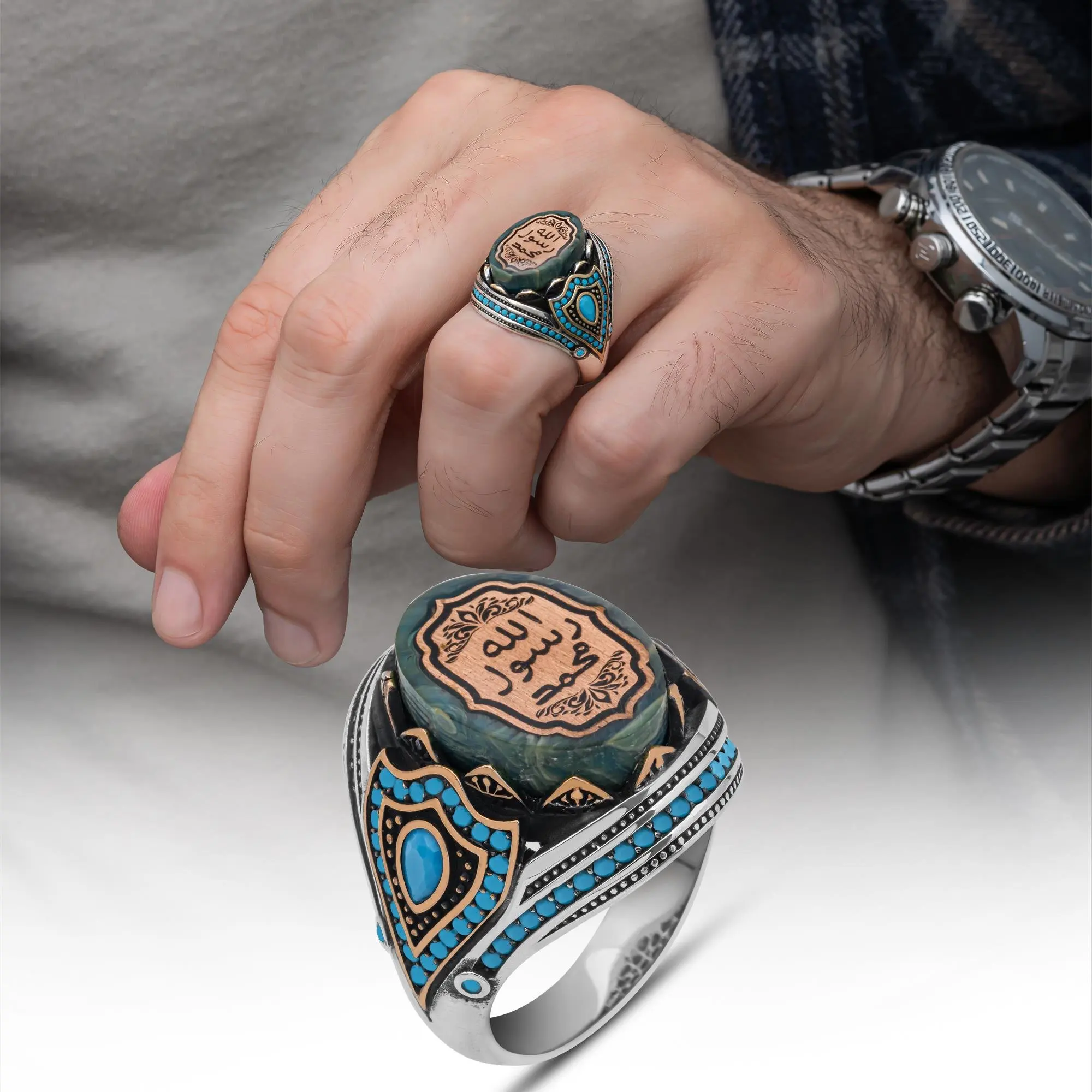Seal-of-Muhammad-Calligraphy-On-925-Sterling-Silver-Ring-For-Men-Pure ...