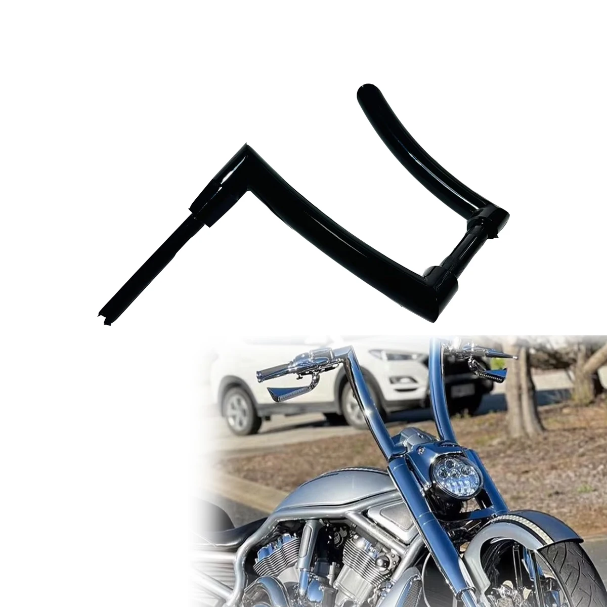 Motorcycle 2 inch Custom Handlebars 10" 12" 14" 16" Rise for Harley ...