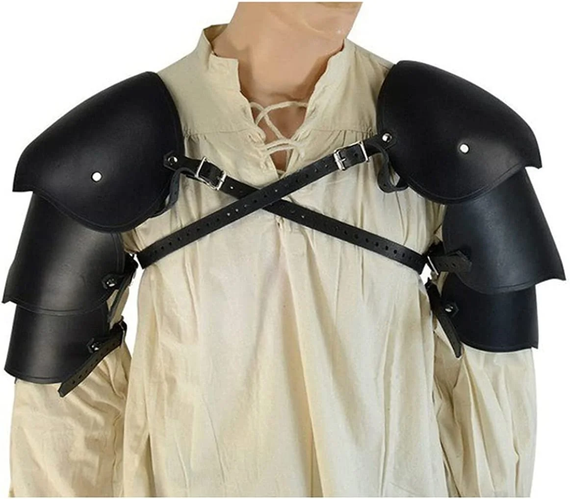 Medieval Pauldrons Steampunk PU Leather Shoulder Pads Armor Viking ...