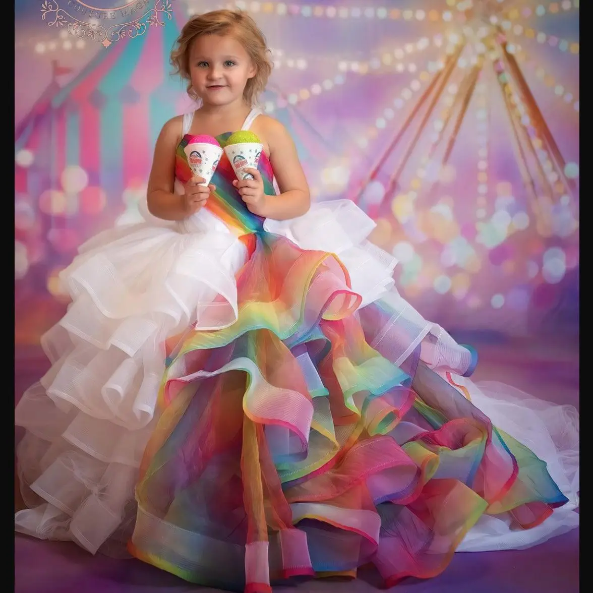 Rainbow Girls Pageant Dress For Photoshoot Ball Gowns Kids Birthday ...