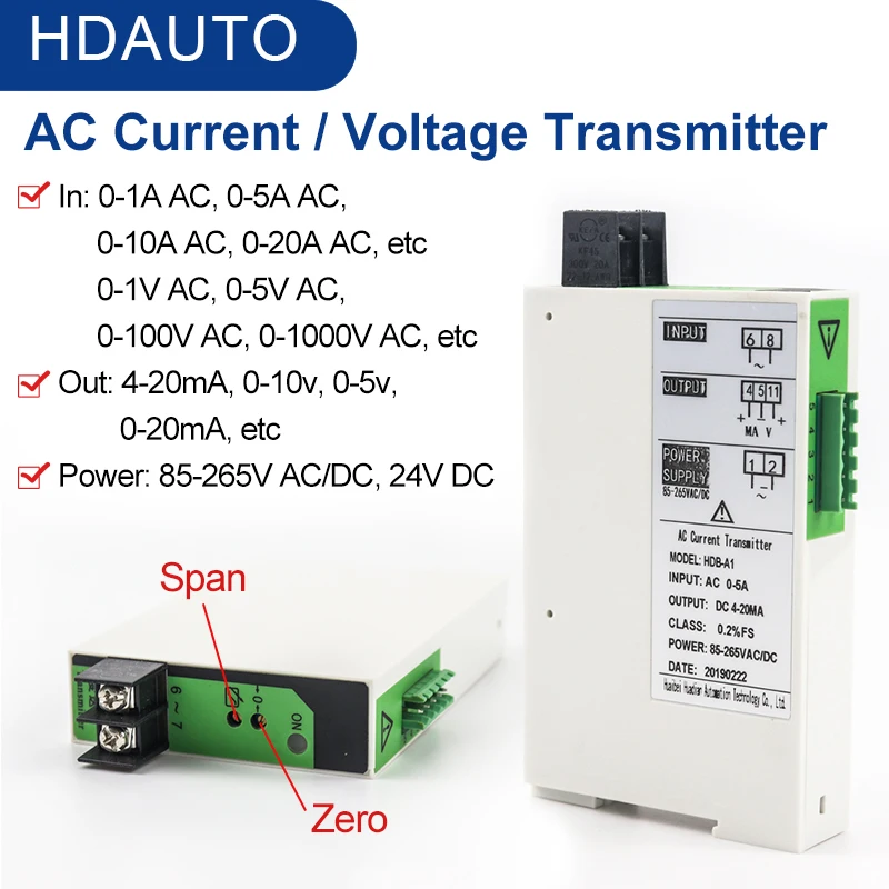 AC Current Transmitters 220VAC Power Supply 1000V AC Voltage Transducer ...