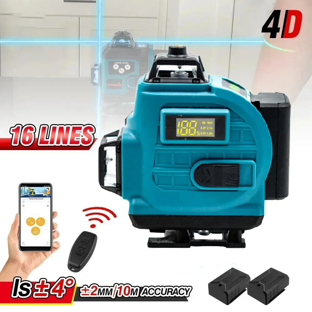 16Line-4D-Laser-Level-BlueLine-SelfLeveling-LED-Digital-Display-360 ...