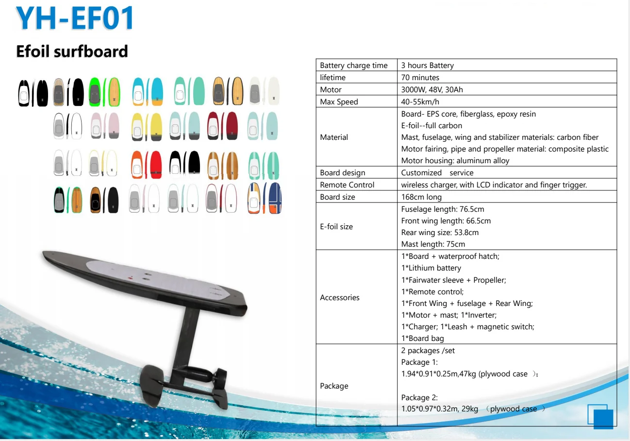 E-Foil Full carbon electric hydrofoil surfboard seaside intelligent ...