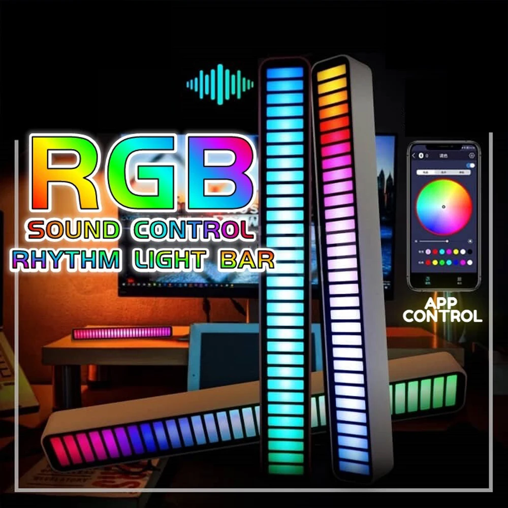 RGB-LED-Light-Bar-Music-Sound-Control-Pickup-Light-Rhythm-Ambient-Lamp ...