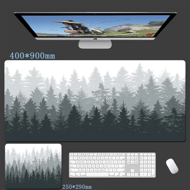 Forest Trees Office Carpet Xxl Mouse Pad Gamer Black Mousepad Computer ...