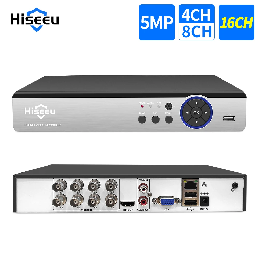 Hiseeu 4CH 960P 8CH 1080P / 16CH 5MP 5 in 1 DVR Video Recorder for AHD ...