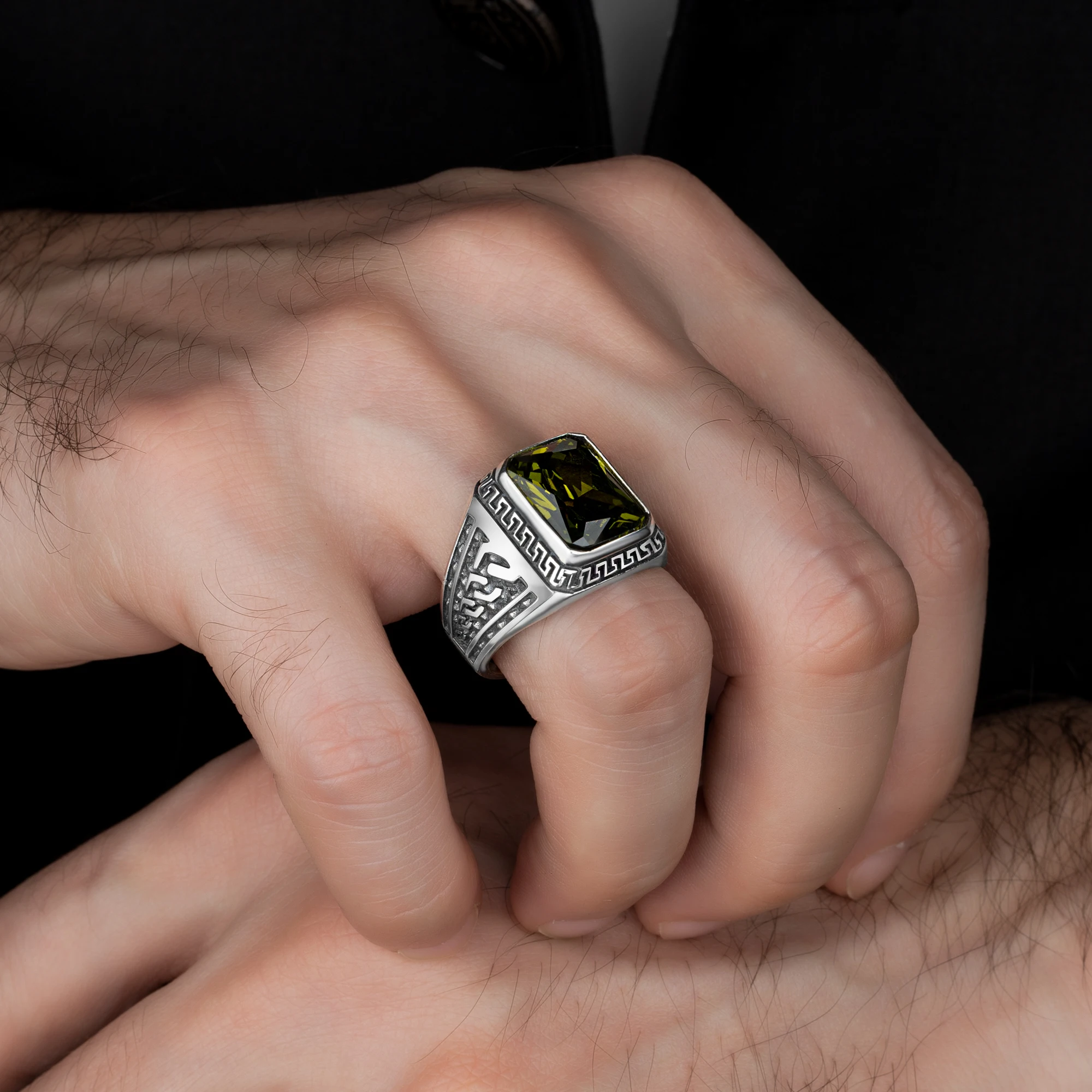 Pukka-Natural-Zircon-Stones-Ring-For-Men-Real-925-Sterling-Silver-is ...