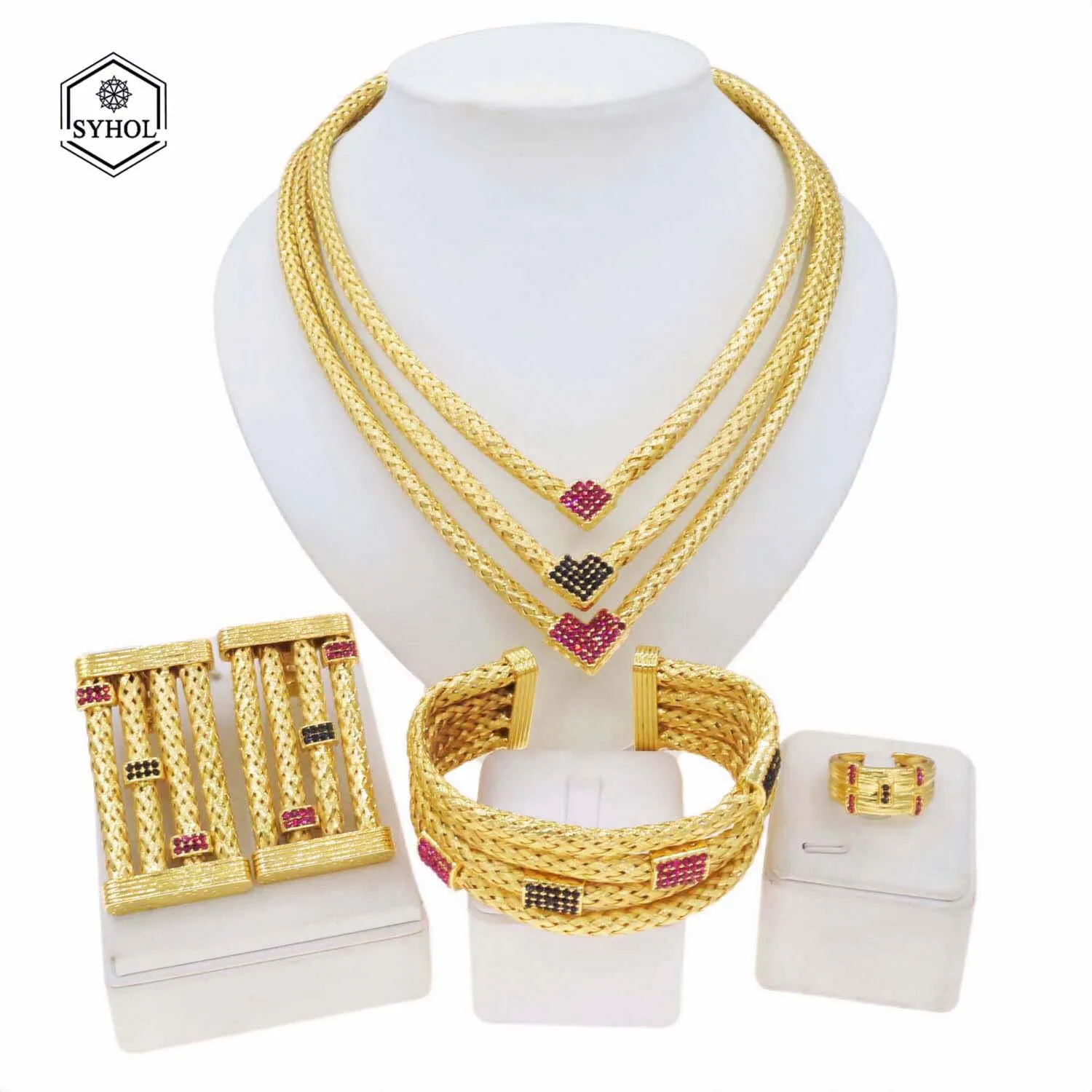Joyer-a-chapada-en-oro-de-24k-para-mujer-Collar-chapado-en-oro-colorido ...