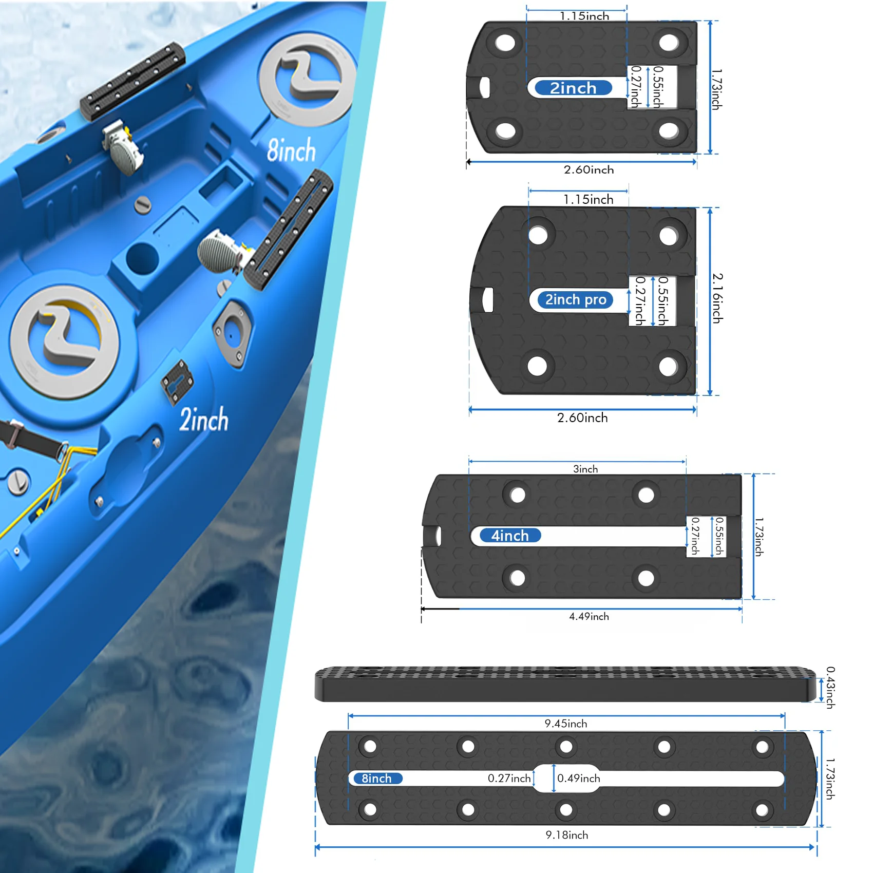 2-Pack-Kayak-Track-Textured-Grip-Low-Profile-Track-Mount-Accessories ...