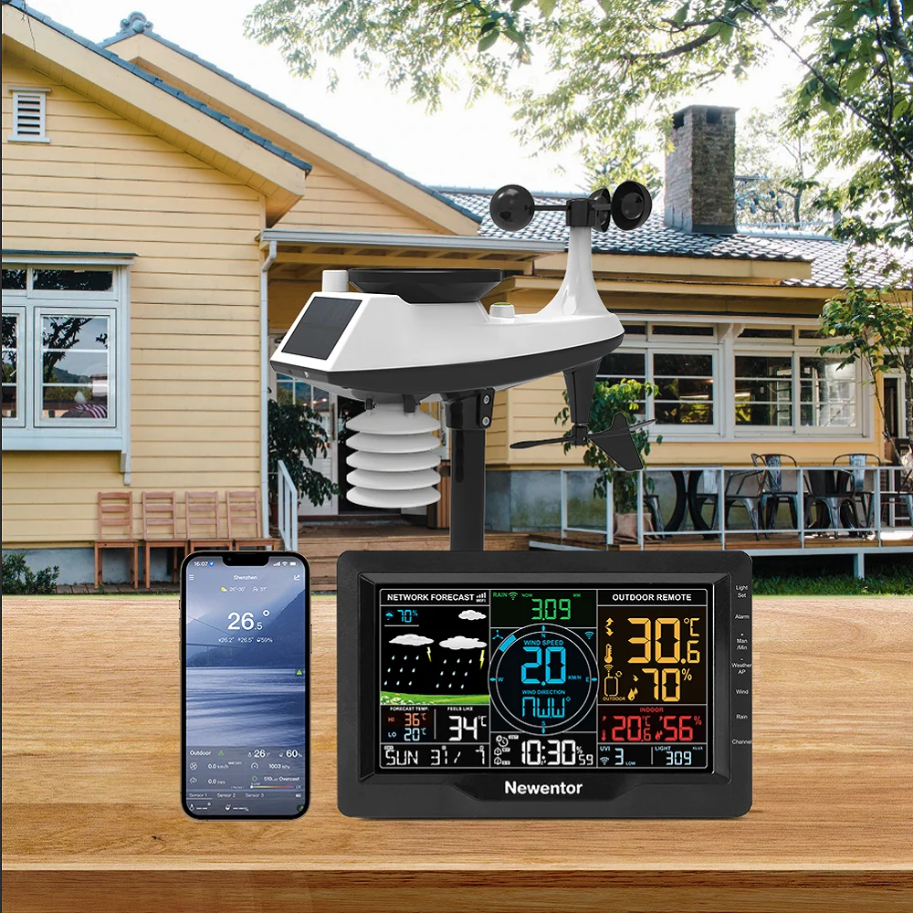 Newentor Station météo sans fil avec capteur extérieur, pluviomètre professionnel, prévisions ...