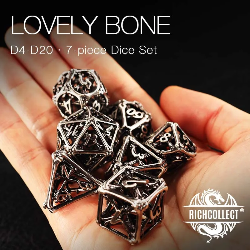 LOVELY BONE 7 piezas DnD COC TRPG Dice Set D4 D6 D8 D10 D00 D12 D20| | - AliExpress