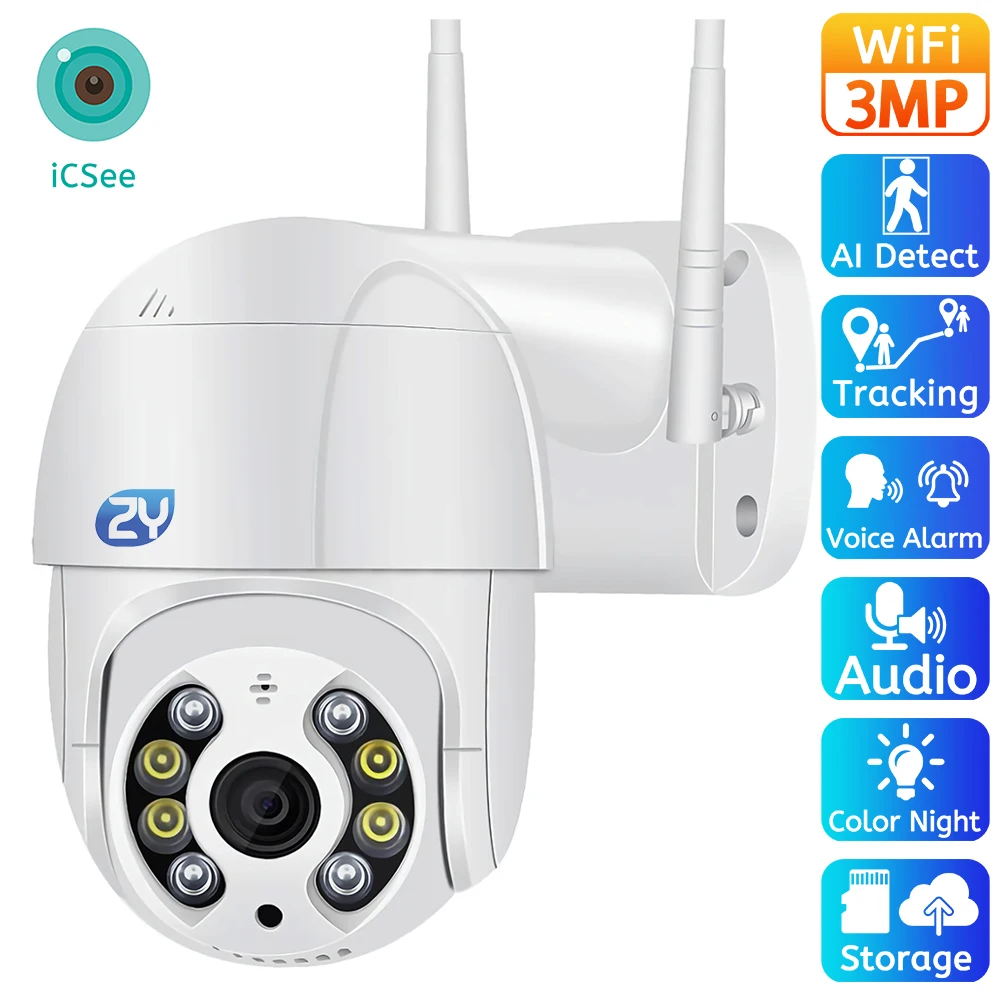 3mp Wifi Ptz Camera Ip Outdoor H.265 Ai Human Detect Auto Tracking ...