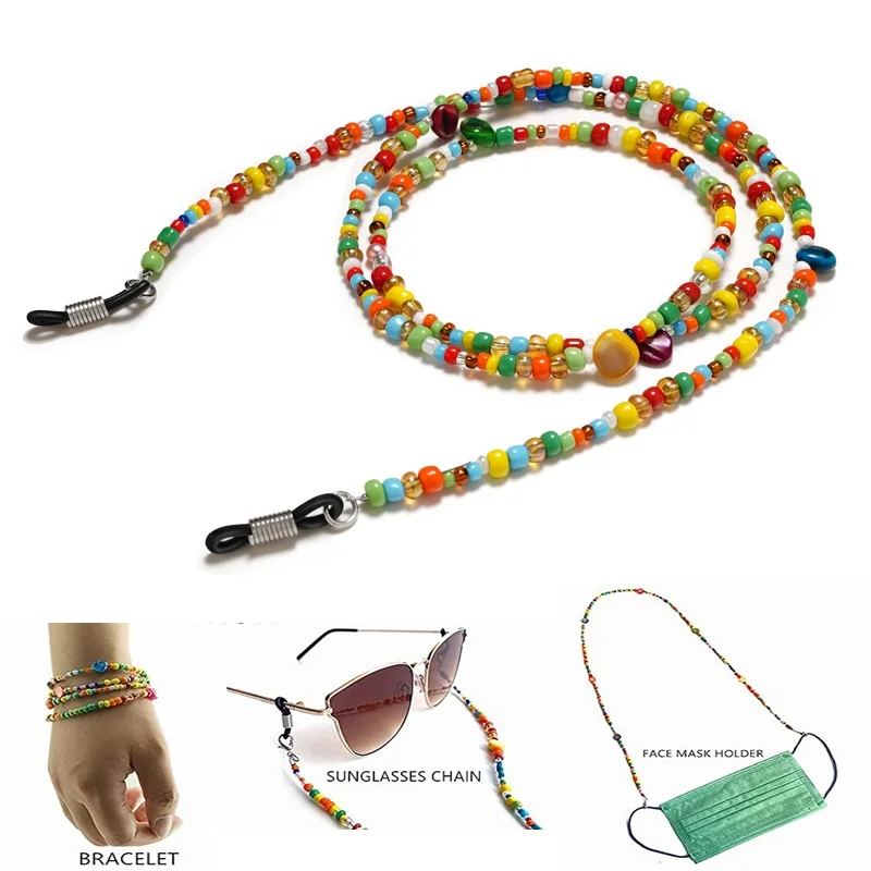 Colorful Bead Women’s eyeglass chain eyewear retainer Mask Holder ...