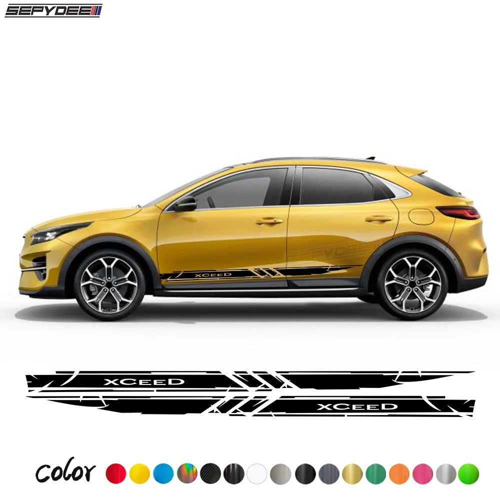 2Pcs Car Door Side Stripes Sticker Racing Sport Auto Body Text Graphic ...