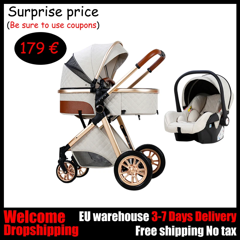 Luxury Baby 3 In 1 Stroller Baby Carriage Babi Pram 3 In 1 Portable ...