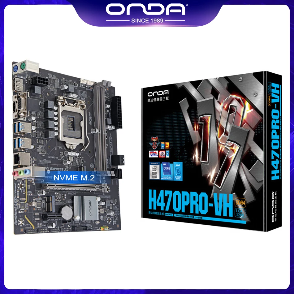 Onda h470 pro vh placa mãe intel lga1200 ddr4 M ATX suporte para jogos ...