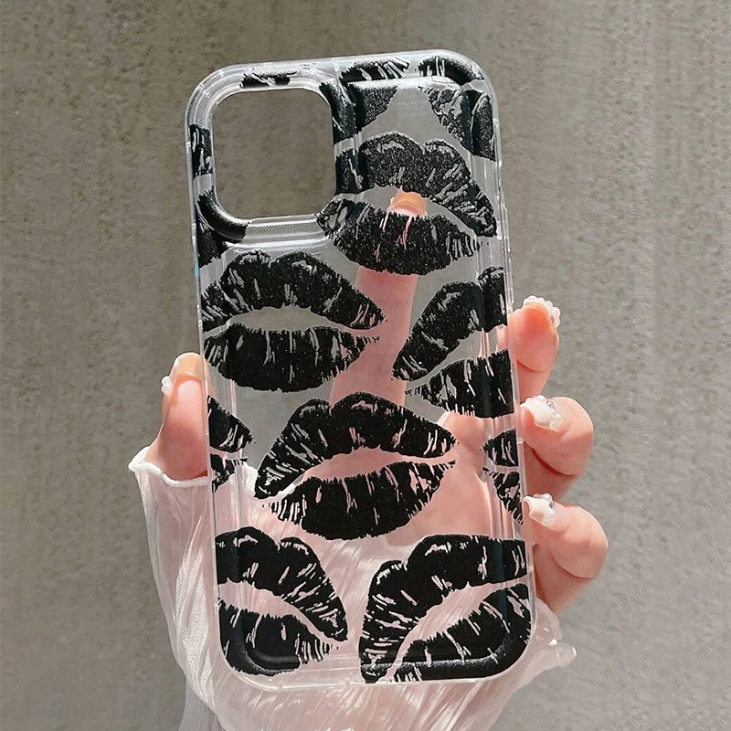 Case-For-iPhone-16-Cases-iPhone-14-15-Pro-Max-Black-Lips-Kiss-Print ...