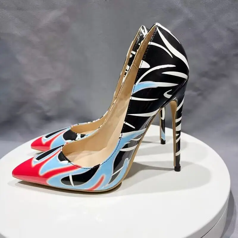 Colorful-Graffiti-High-Heels-Female-Print-Pointy-sexy-high-heel-shoes ...