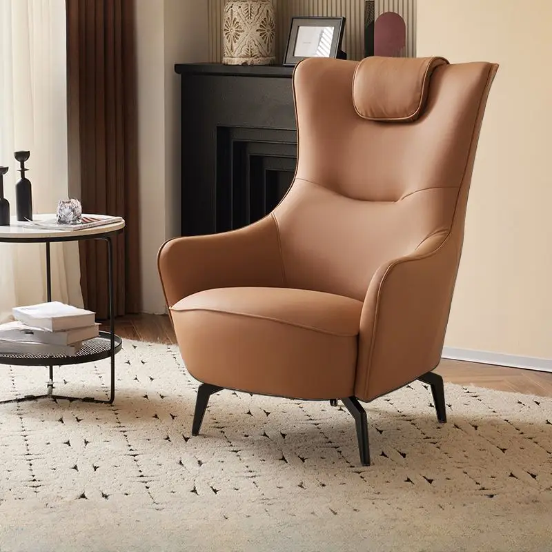 Luxury-Leather-Single-Sofa-Chair-Modern-Minimalist-High-Back-Accent ...
