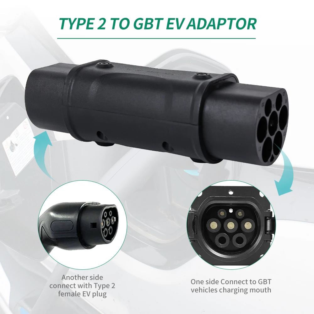 Adaptador de carga para cargadores de coche, enchufe de Cable EV 32A 22KW tipo 2a GBT a enchufe ...