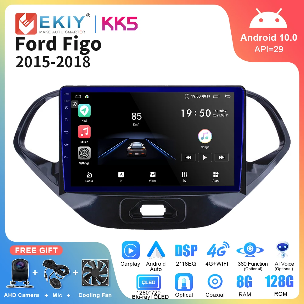 EKIY-KK5-2-Din-Car-Radio-For-Ford-Figo-2015-2018-AI-Voice-Multimedia ...