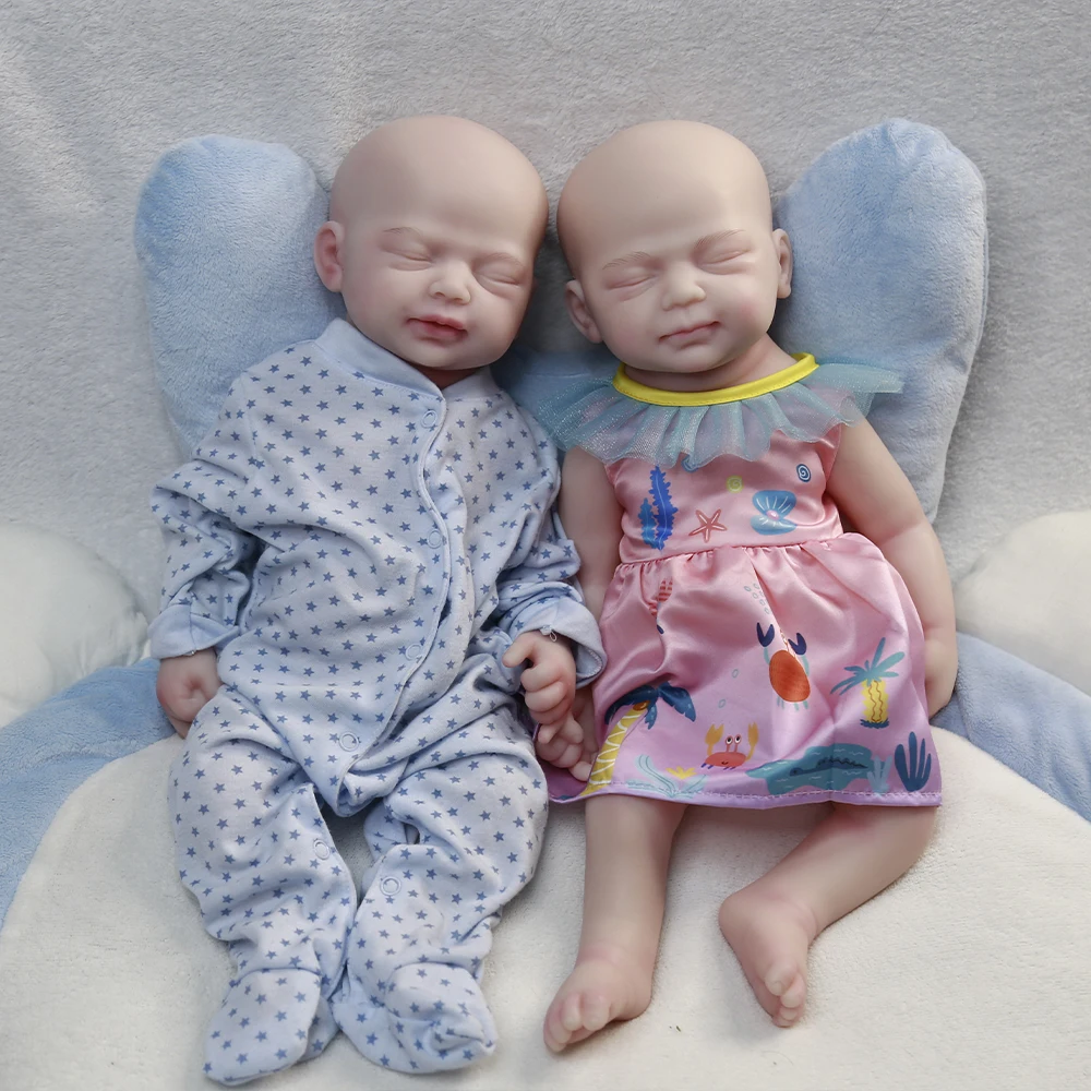 COSDOLL-Twins-Full-Silicone-Baby-Dolls-18-1-in-Eyes-Closed-Girl-and-Boy ...