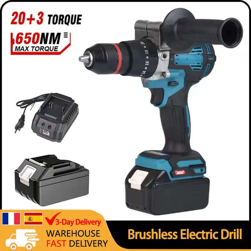 650NM-Brushless-Electric-Drill-13MM-Cordless-Screwdriver-Impact-Drill ...