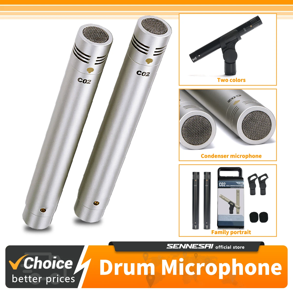 C02-One-Pair-Condenser-Small-Diaphragm-Suspension-Pencil-Shockproof ...