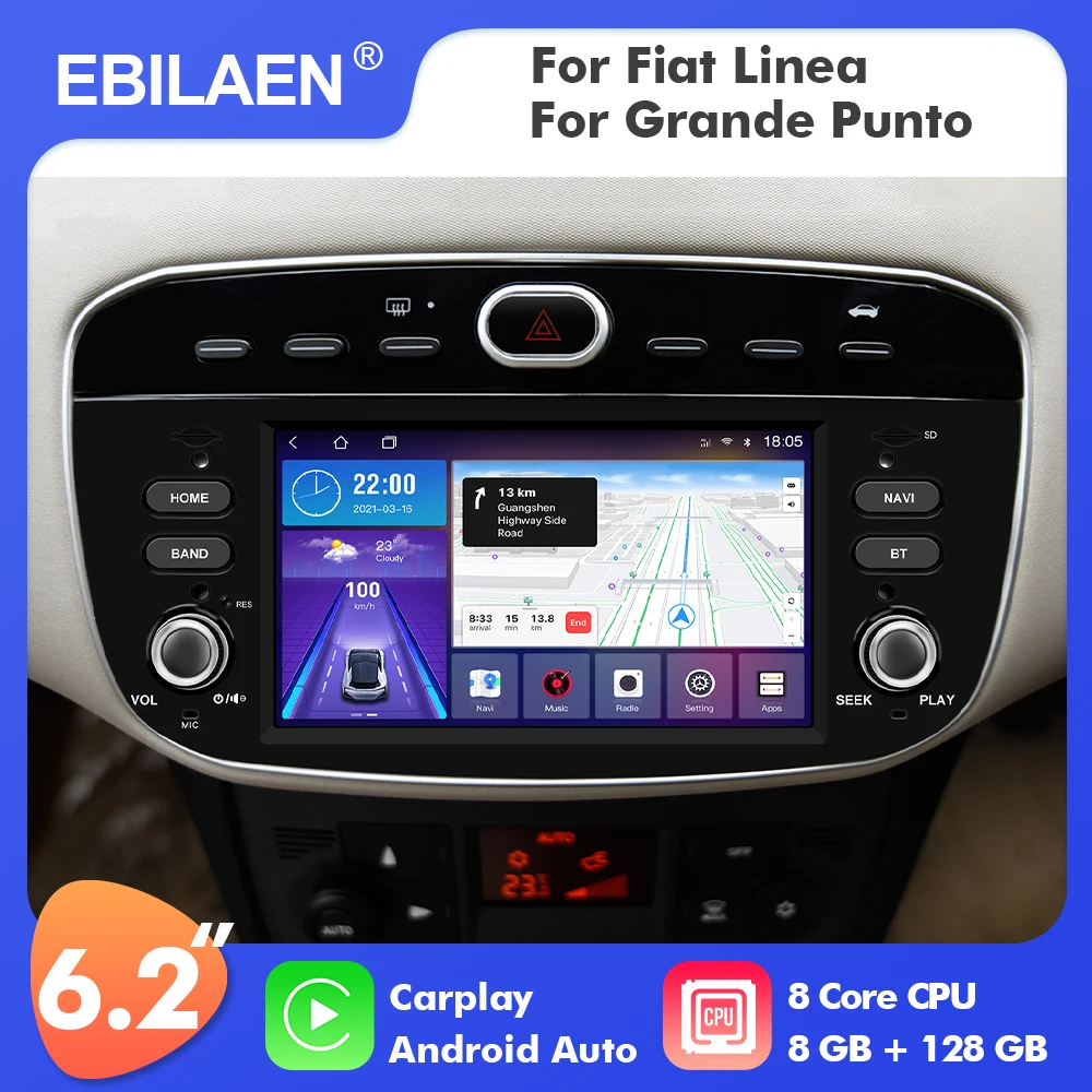 EBILAEN Radio con GPS para coche, reproductor Multimedia con Android 10 ...