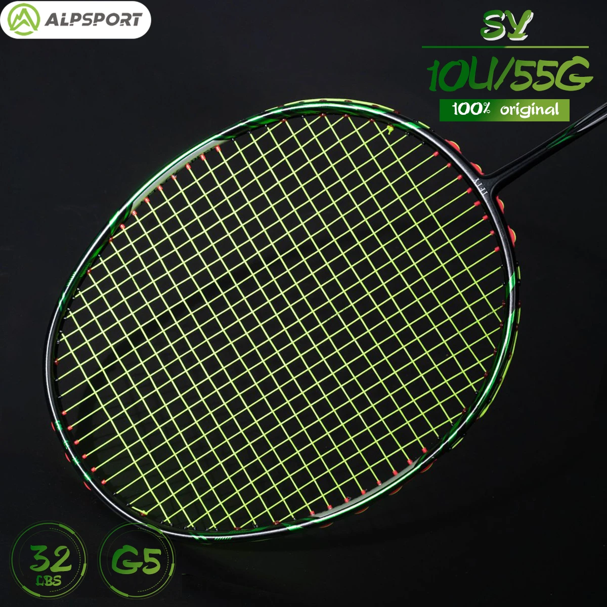 ALP-SY-10U-Badminton-Racket-Ultra-light-52g-Maximum-32-lbs-Carbon-Fiber ...