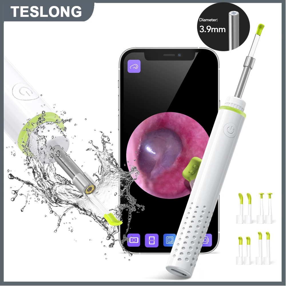 Teslong 3.0mp 3.9mm Wifi Smart Ear Endoscope Camrea Visual Ear Pick 6 ...