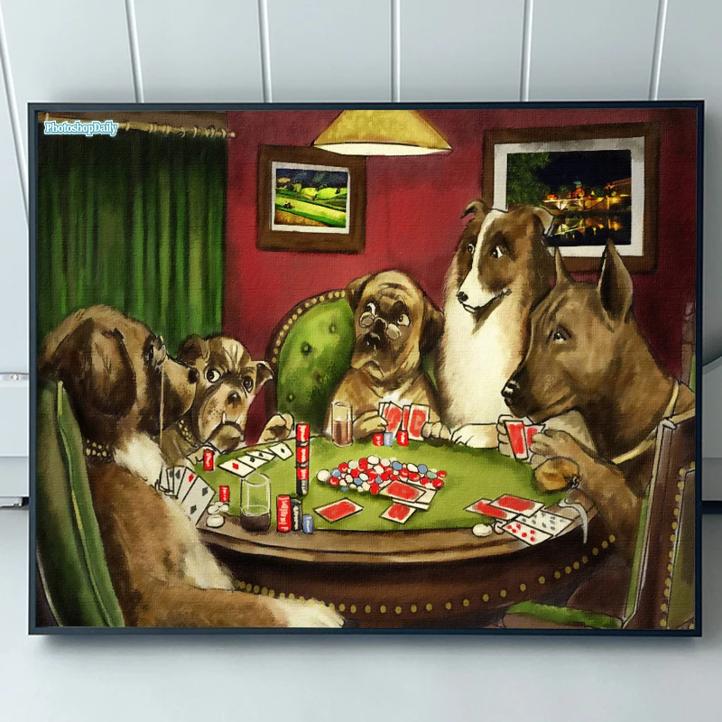 Dogs Smoking Cigars Playing Poker