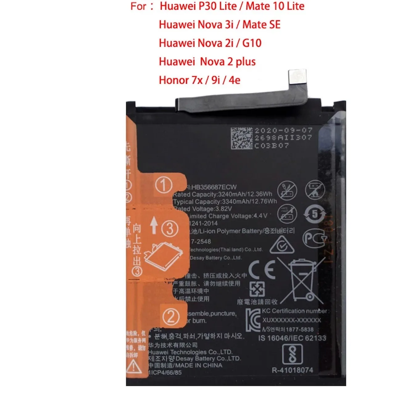 Bateria-Original-para-Huawei-P30-Lite-Mate-10-Lite-Nova-3i-Mate-SE-Nova ...