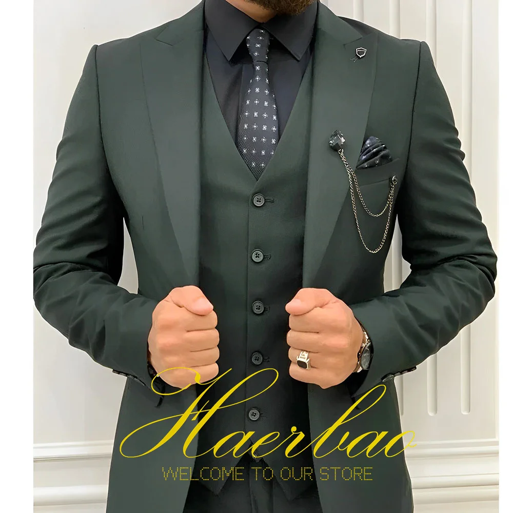 Wedding Tuxedos Men Suit Peak Lapel Terno Masculino Slim Fit Groom Prom ...