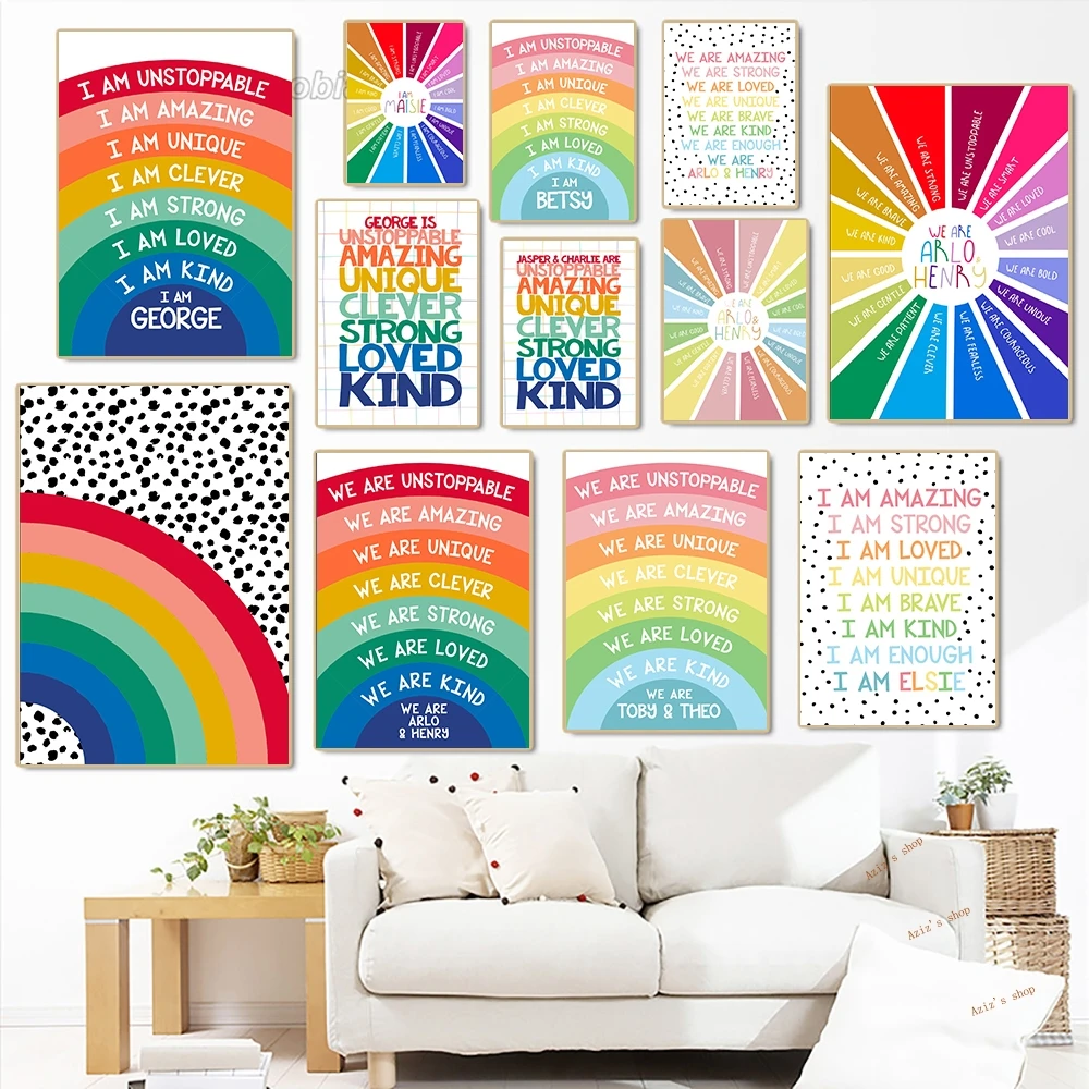 Positive-Positive-Affirmation-Motivation-Poster-Bright-Corners-Rainbow ...