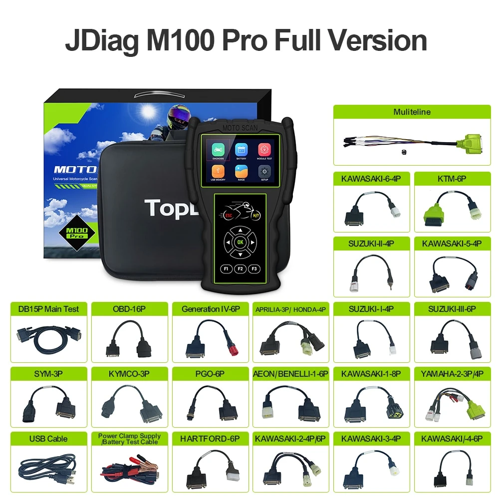 Jdiag M100 Pro Motorcycle Scanner Obd Function Diagnostic Tool D87/d88 ...