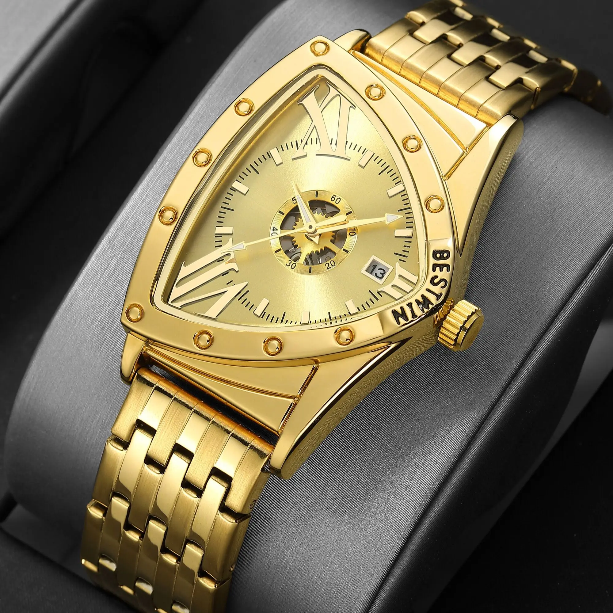 Triangle-Men-Sports-Quartz-Watch-For-Male-Clock-Golden-Waterproof-Men ...