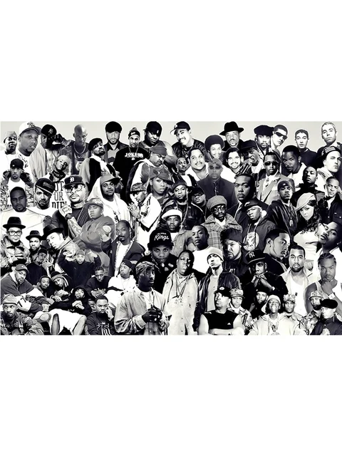 Black White Art Hip-Hop Legend Music Rapper Collage Poster Canvas ...