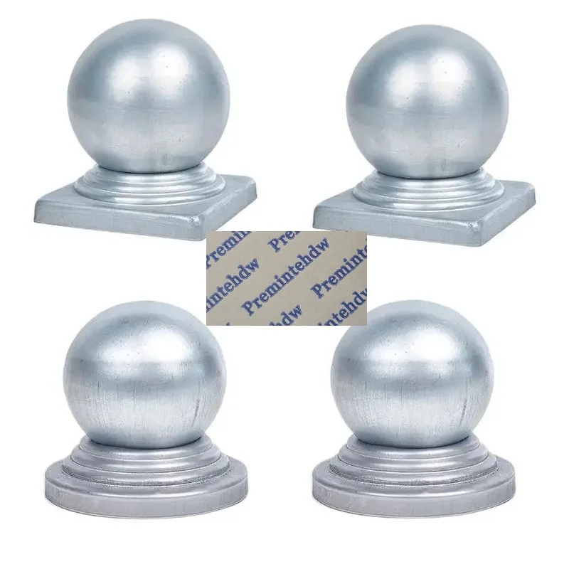 4Pcs-Galvanized-Steel-Post-Caps-Ball-Finial-Dome-For-Square-Round-Fence ...