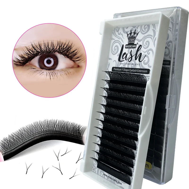 MASSCAKU Supplier Y Type Soft Natural False Eyelashes 100% Hand Made Y ...
