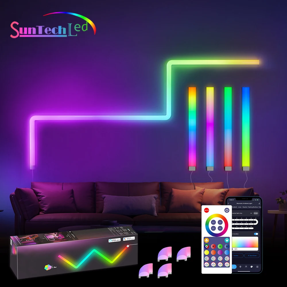 8-Pcs-Glide-RGBW-LED-Wall-Light-Color-Changing-LED-Light-Bars-with ...