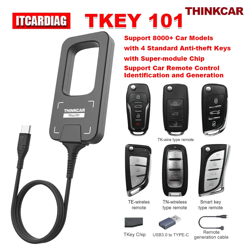 THINKCAR-TKEY-101-Universal-Car-Key-Programmer-with-6-Unit-Remote-Key ...